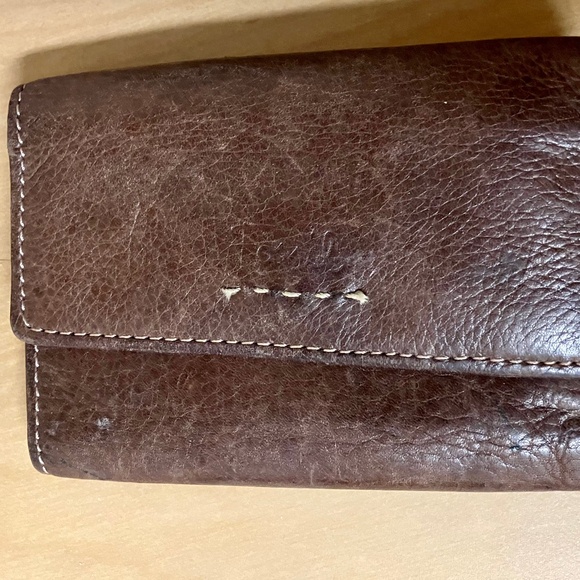 Fossil | Bags | Mens Vintage Fossil Wallet Brown Leather Metal Zip Snap ...